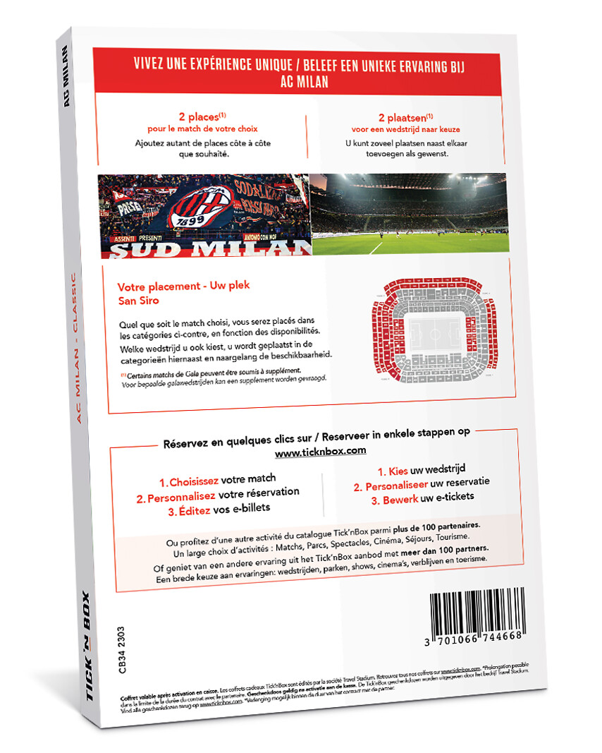 Coffret Cadeau AC Milan - 2 places | Wonderbox
